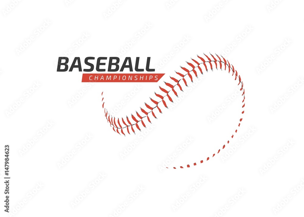 Red baseball ball logo on white background - Championship - Sports ...