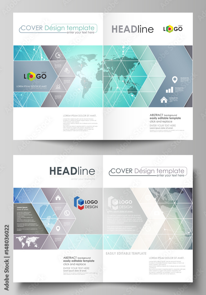 The vector illustration of the editable layout of two A4 format modern ...