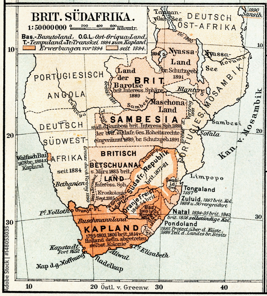 British South Africa Map