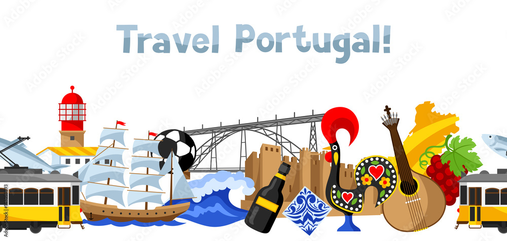 Portugal background design. Portuguese national traditional symbols and ...