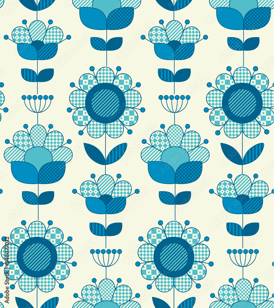 Vector seamless flower pattern for surface design in traditional folk ...