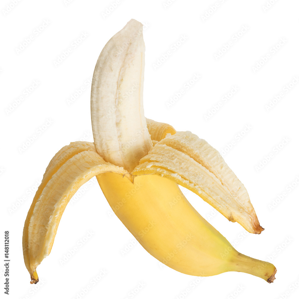 Half open banana isolated on white background Stock-Foto | Adobe Stock