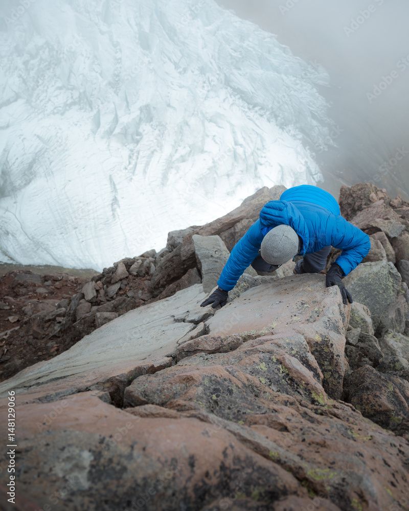 Person rock climbing, high angle view, Ecuador, South America Photos ...