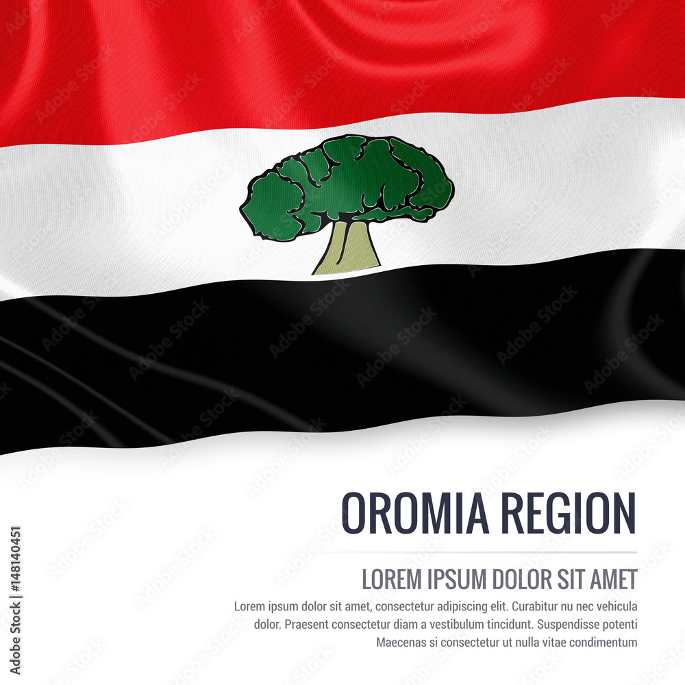 Oromia Region flag. Flag of Ethiopian state Oromia Region waving on an ...
