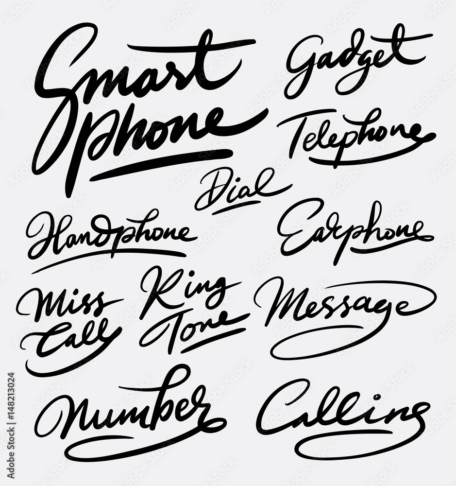 Smart phone and gadget hand written typography. Good use for logotype ...
