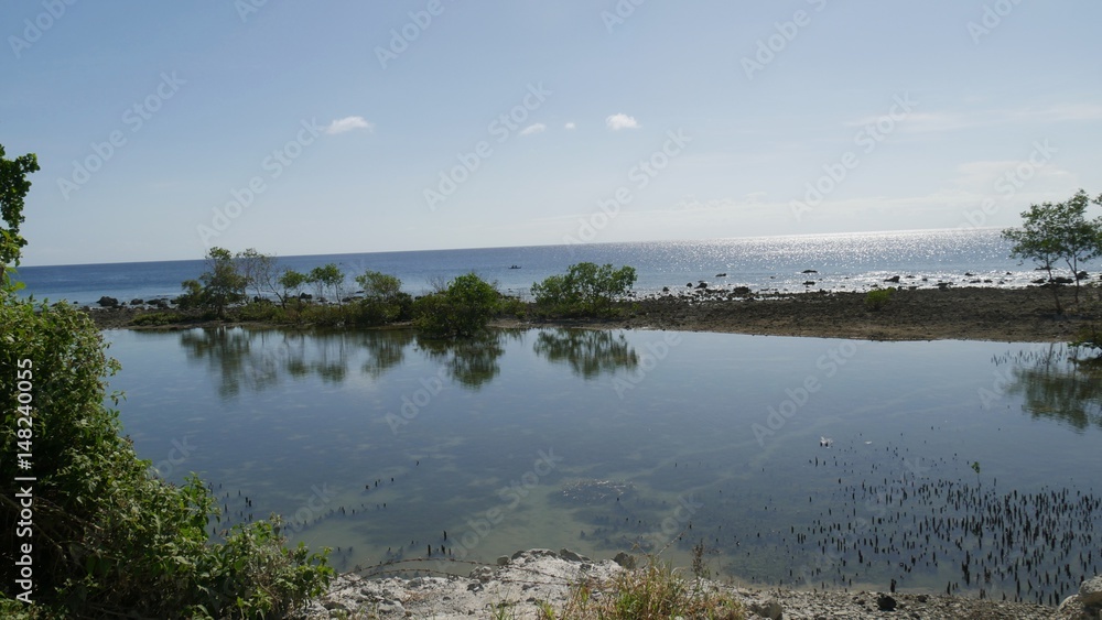 Water inlet at high tide, Davao Oriental, Philippines Sea water fills ...