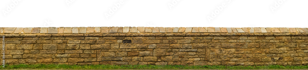 Großes Panorama einer schönen Gartenmauer als Natursteinmauer in Granit ...