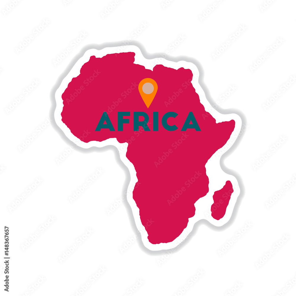 paper sticker on white background Africa map Stock Illustration | Adobe ...