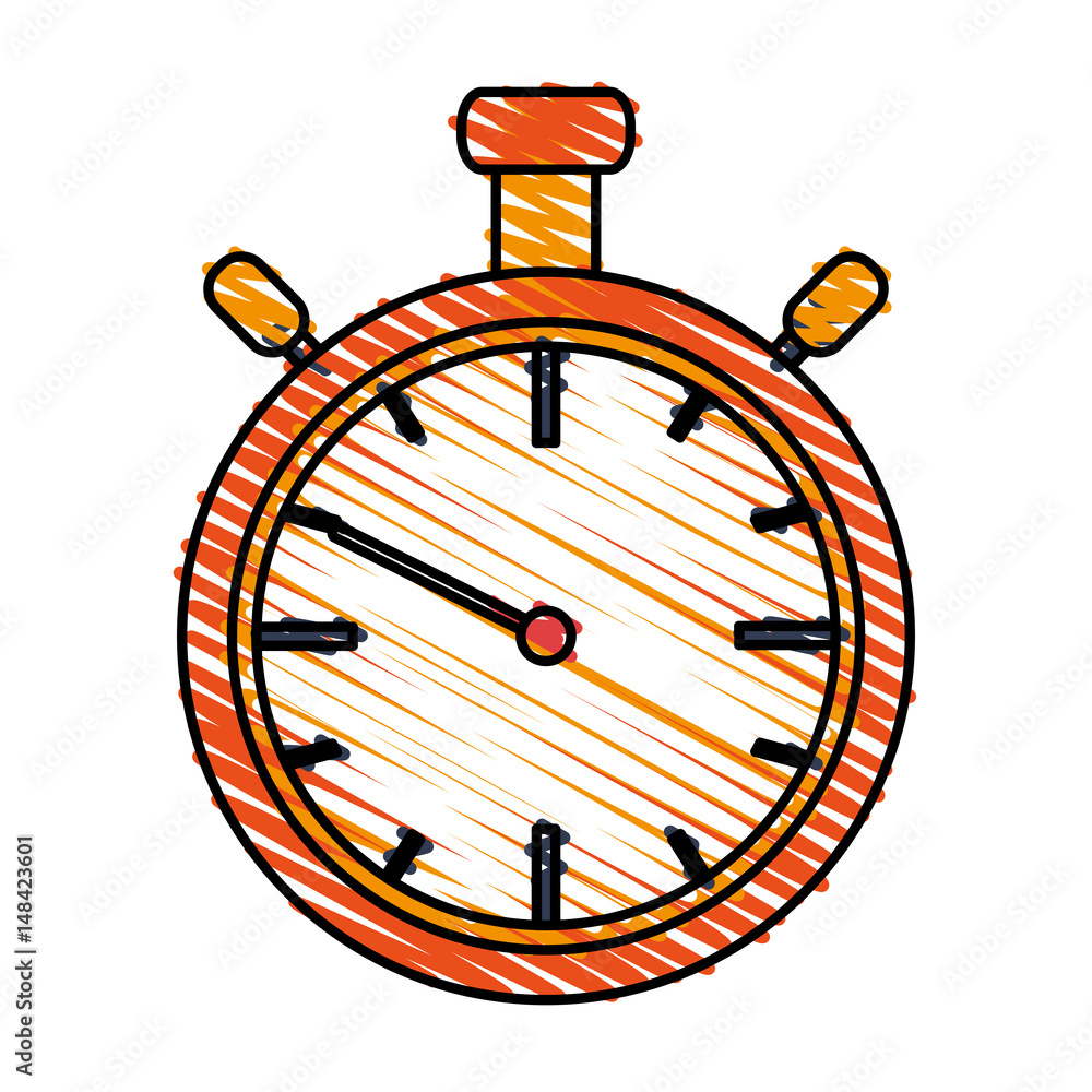 color drawing pencil cartoon stopwatch graphic vector illustration ...