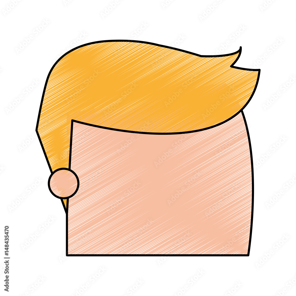 color pencil cartoon faceless side profile man with hairstyle vector ...