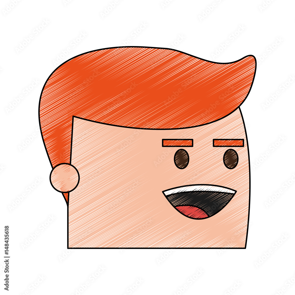 color pencil image side view face cartoon guy with smile expression ...