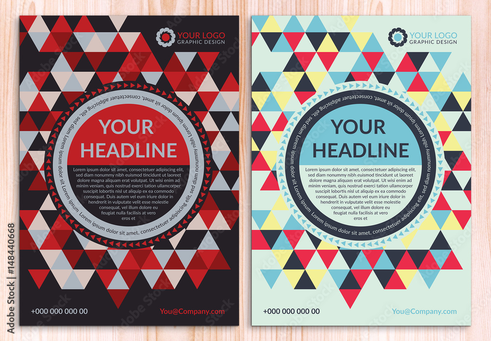 Multipurpose Flyer Layout with Triangular Patterns Stock Template ...