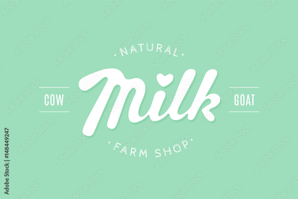 Lettering Milk, hand written design for label, brand, badge. Graphic ...