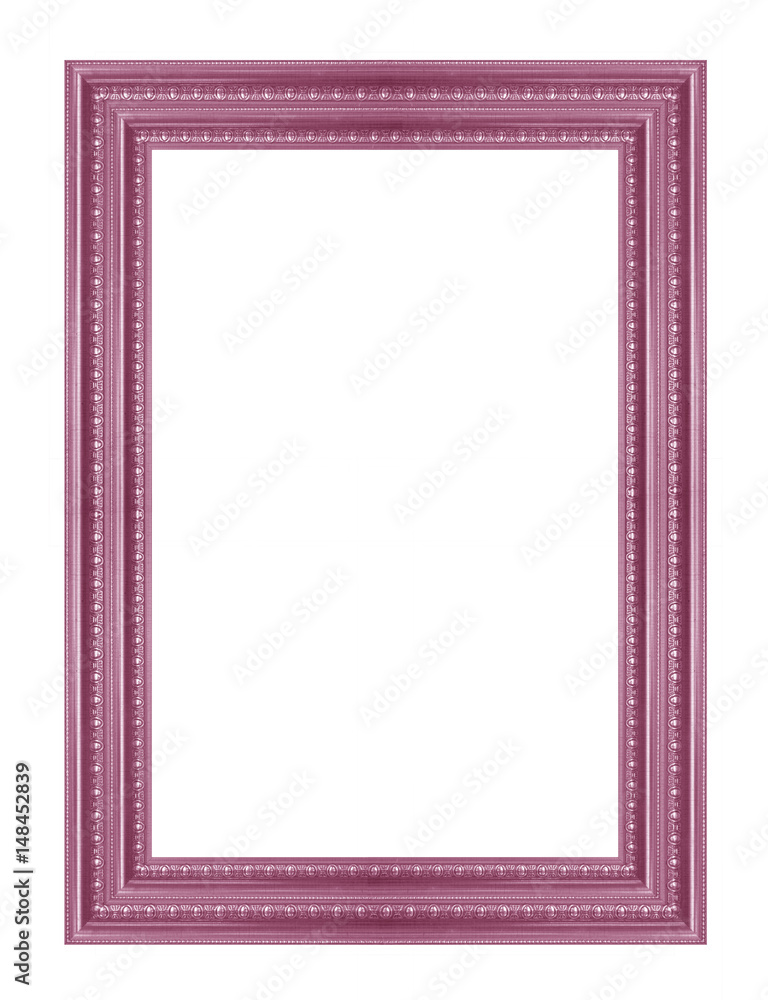 purple vintage picture and photo frame isolated on white background ...