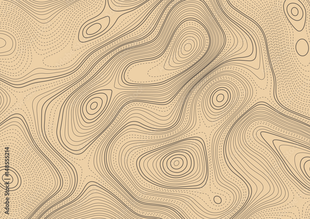 Wavy bold and dotted lines randomly arranged in topographic map style ...