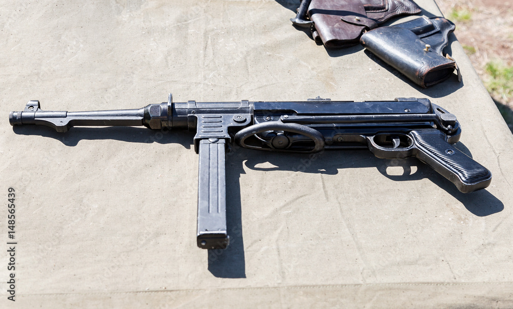 Vintage firearms. German submachine gun Schmeisser Mp40 from World War ...