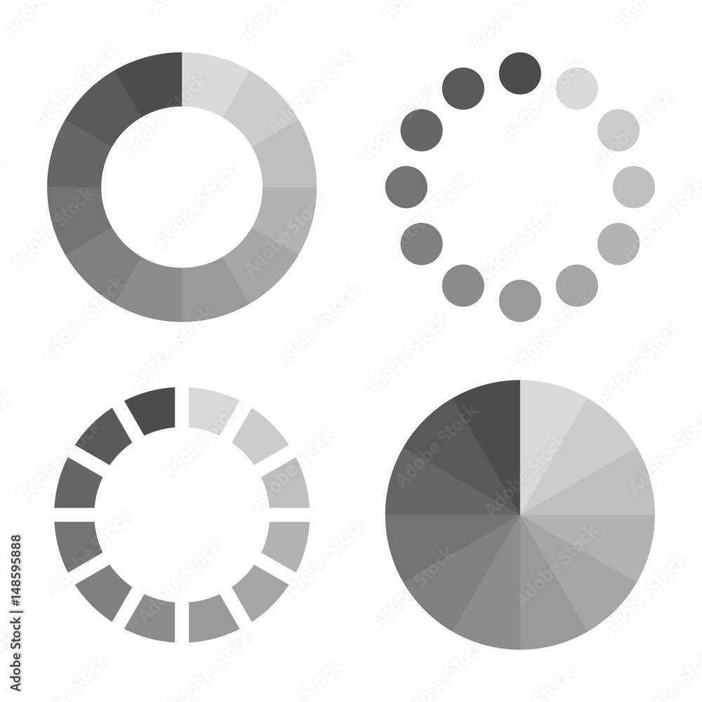 Circular loading sign set, isolated on white background, vector ...
