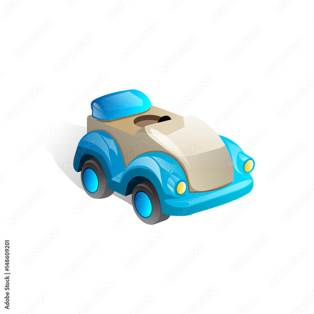 vector blue glossy car icon. toy car. kids background. Stock Vector ...