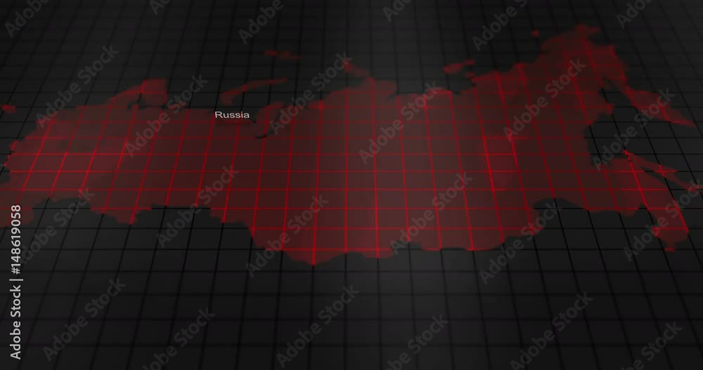 Futuristic Red digital ominous map of Russia Stock Video | Adobe Stock