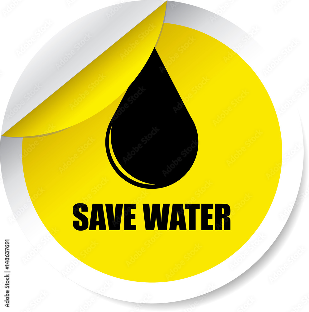 Save water yellow Label, Sticker, Tag, Sign And Icon Banner Business ...