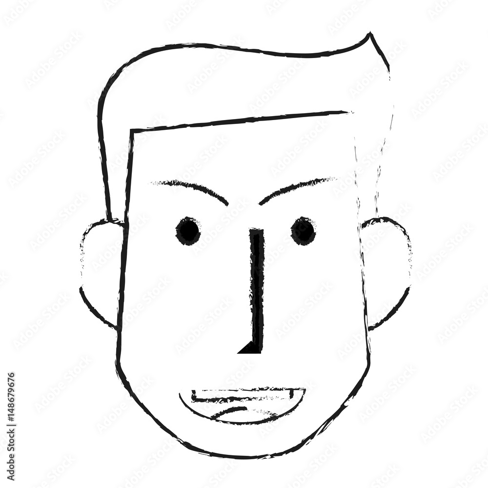 blurred silhouette front face man with hairstyle and smile vector ...