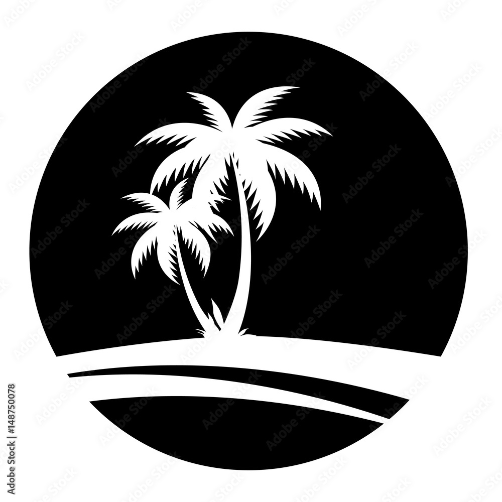 Sommer - Icon mit Palmen (in Schwarz) Stock-Vektorgrafik | Adobe Stock