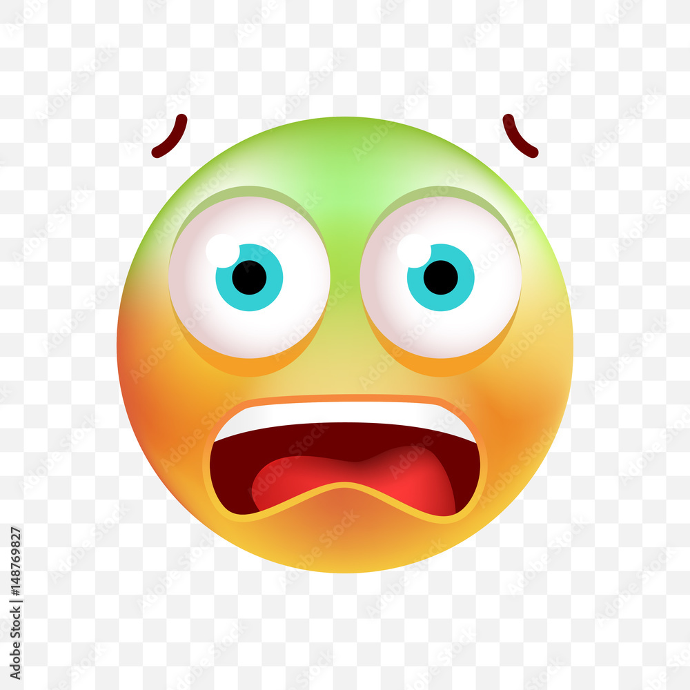 Cute Scared Emoticon on White Background. Isolated Vector Illustration ...