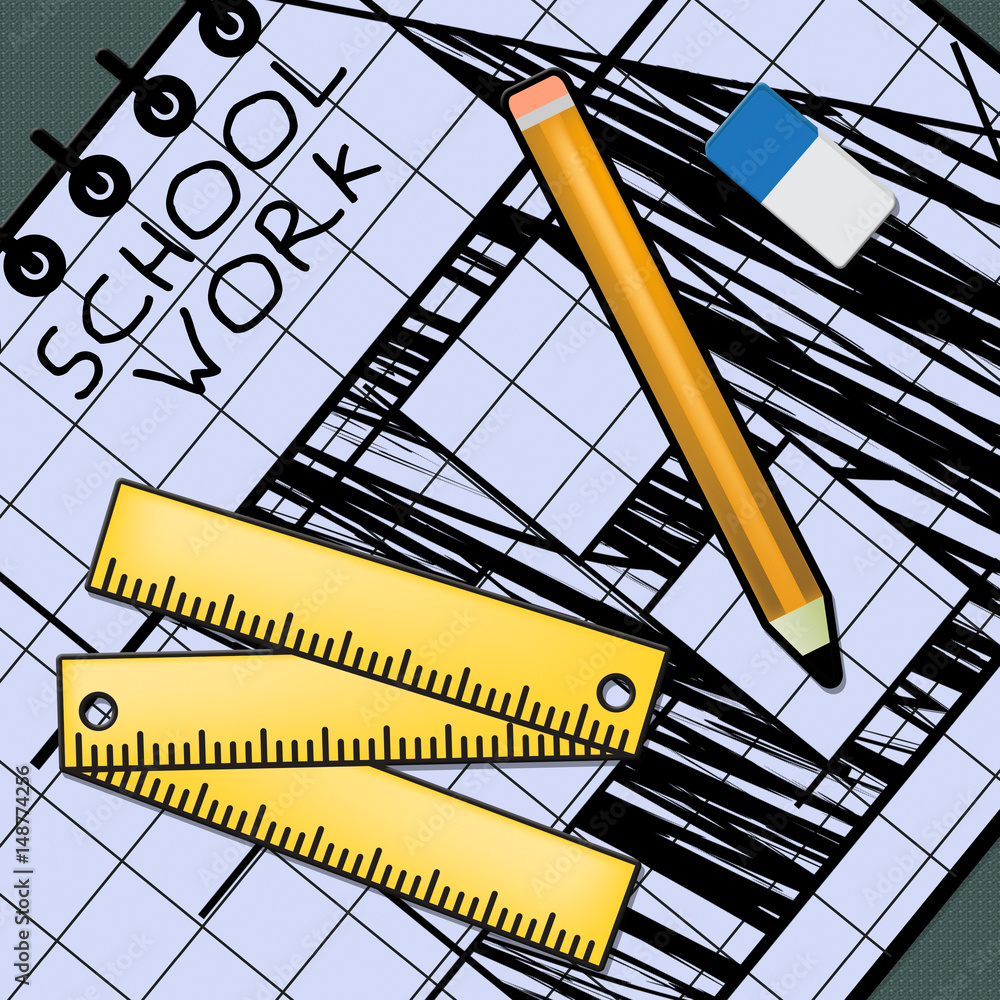 School Work Showing Lesson Assignment 3d Illustration ilustración de ...