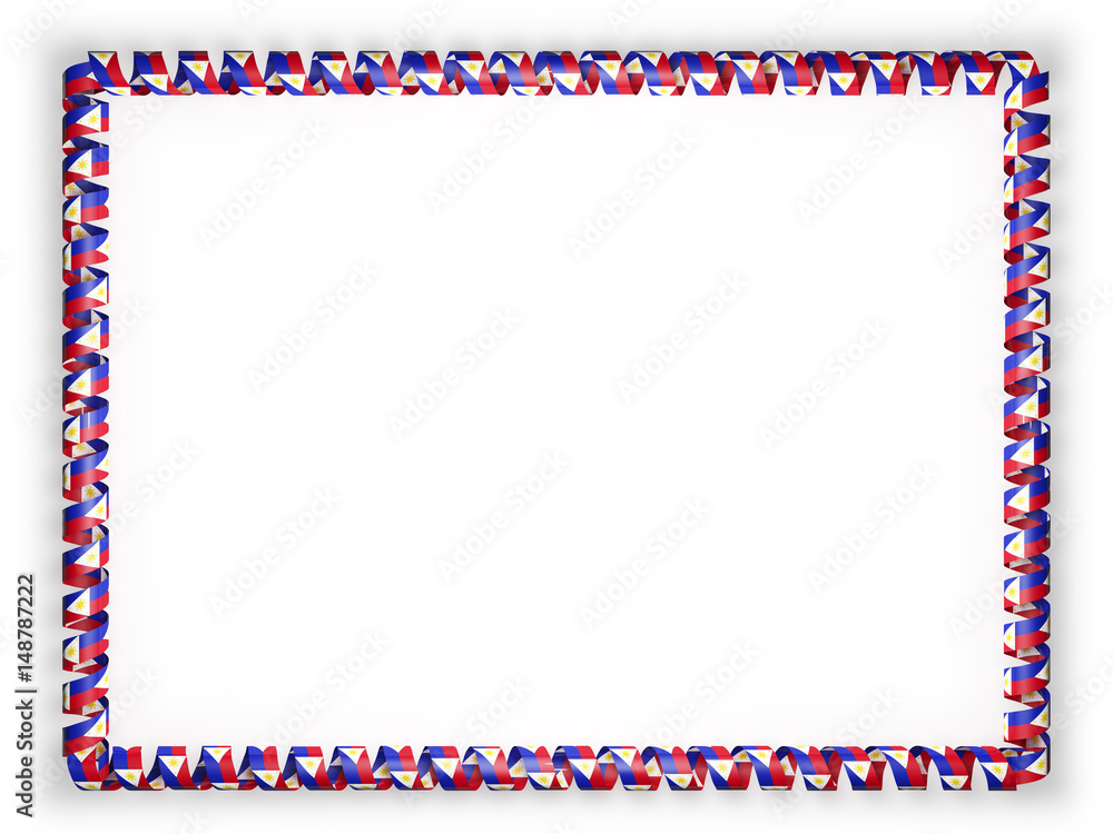 Frame and border of ribbon with the Philippines flag. 3d illustration ...