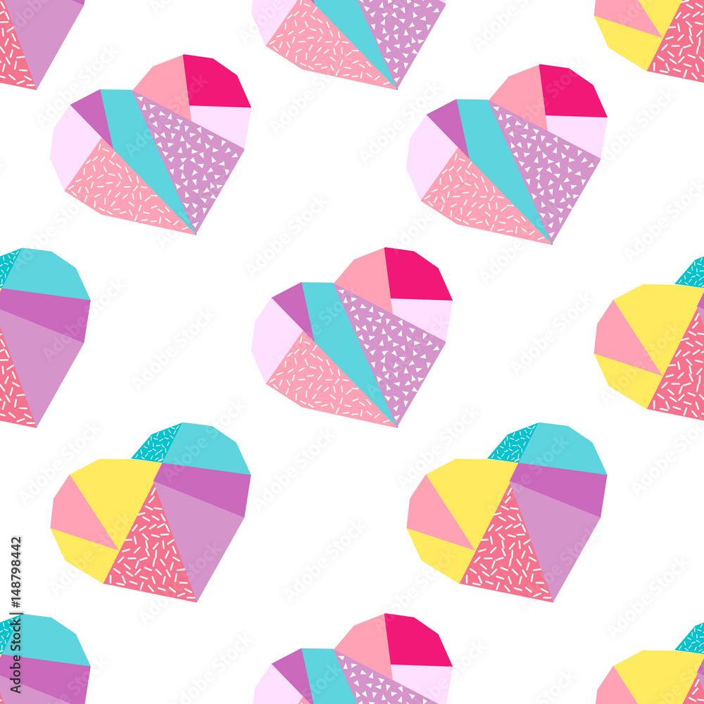 Seamless pattern with geometric heart. Stock Vector | Adobe Stock