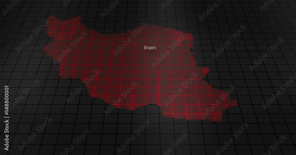 Futuristic Red digital ominous map of Iran Stock Video | Adobe Stock