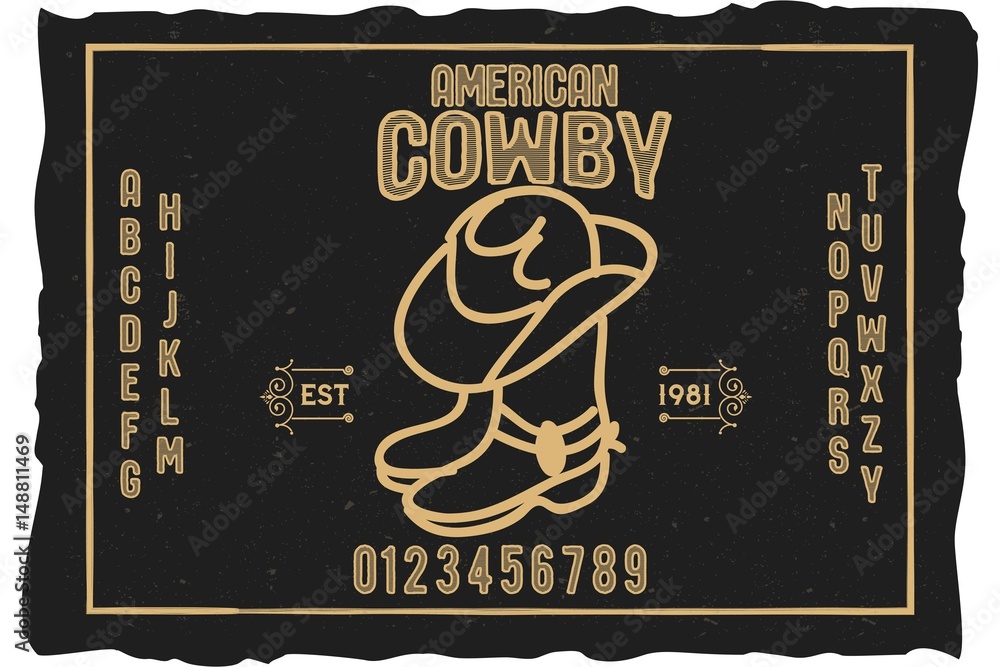 Font. Alphabet. Script. Typeface. Label. American Cowboy typeface. For ...