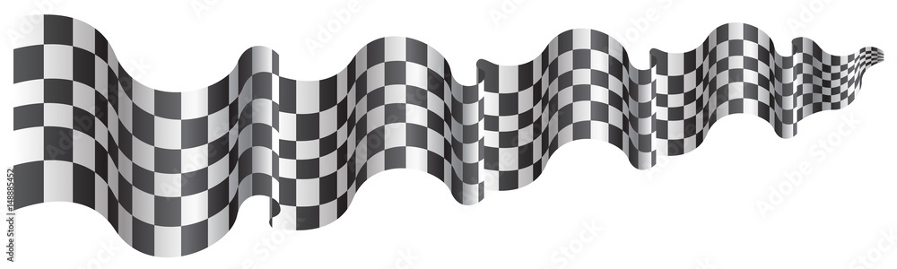 Checkered flag long size flying on white background vector illustration ...