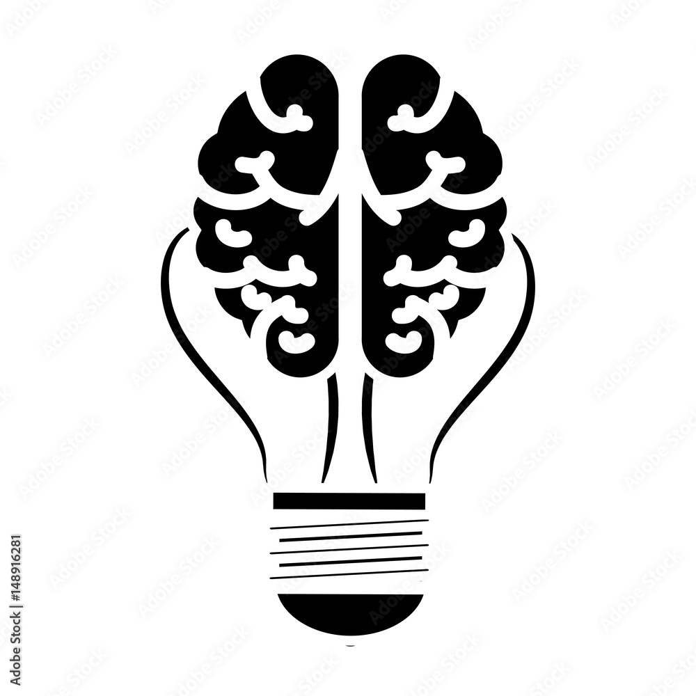 brain bulb light icon over white background. vector illustration Stock ...