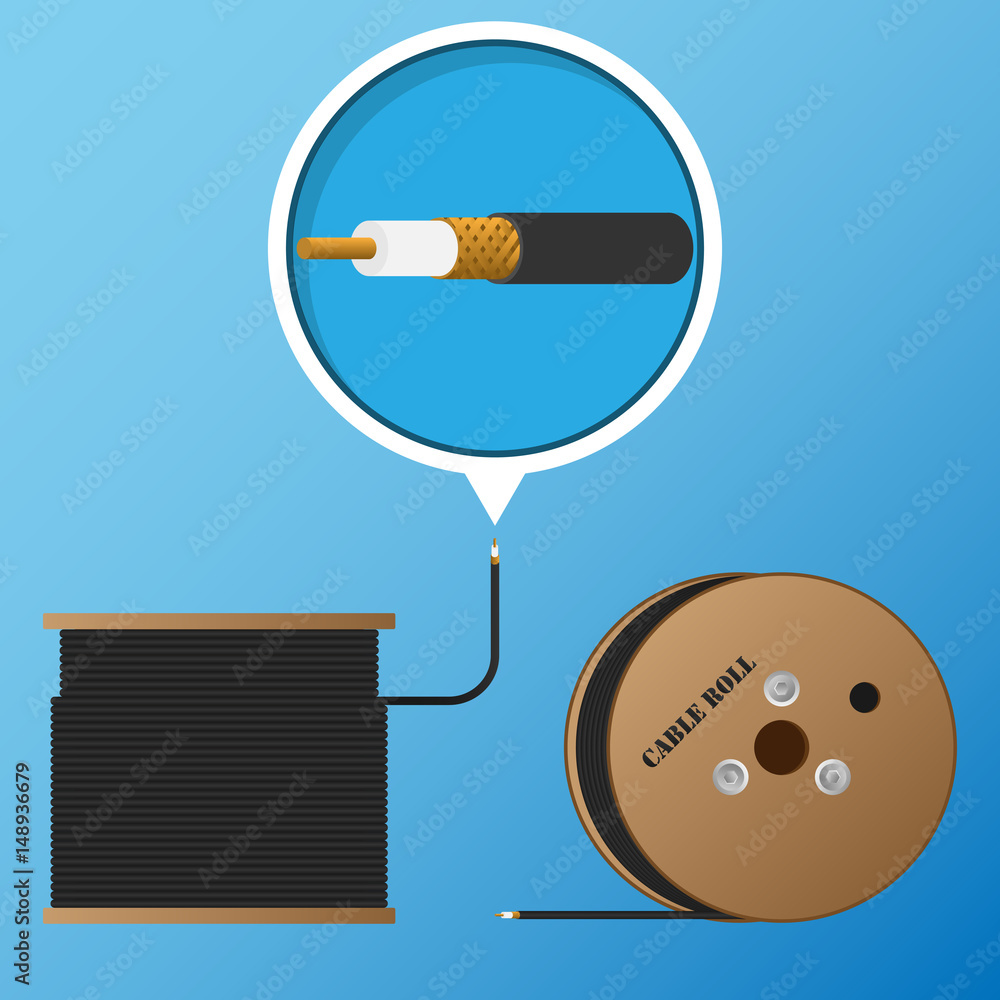 cable reel and multicore cable Stock Vector | Adobe Stock