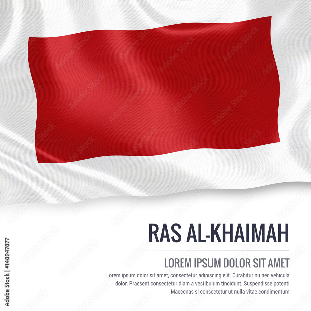The United Arab Emirates state Ras Al-Khaimah flag waving on an ...