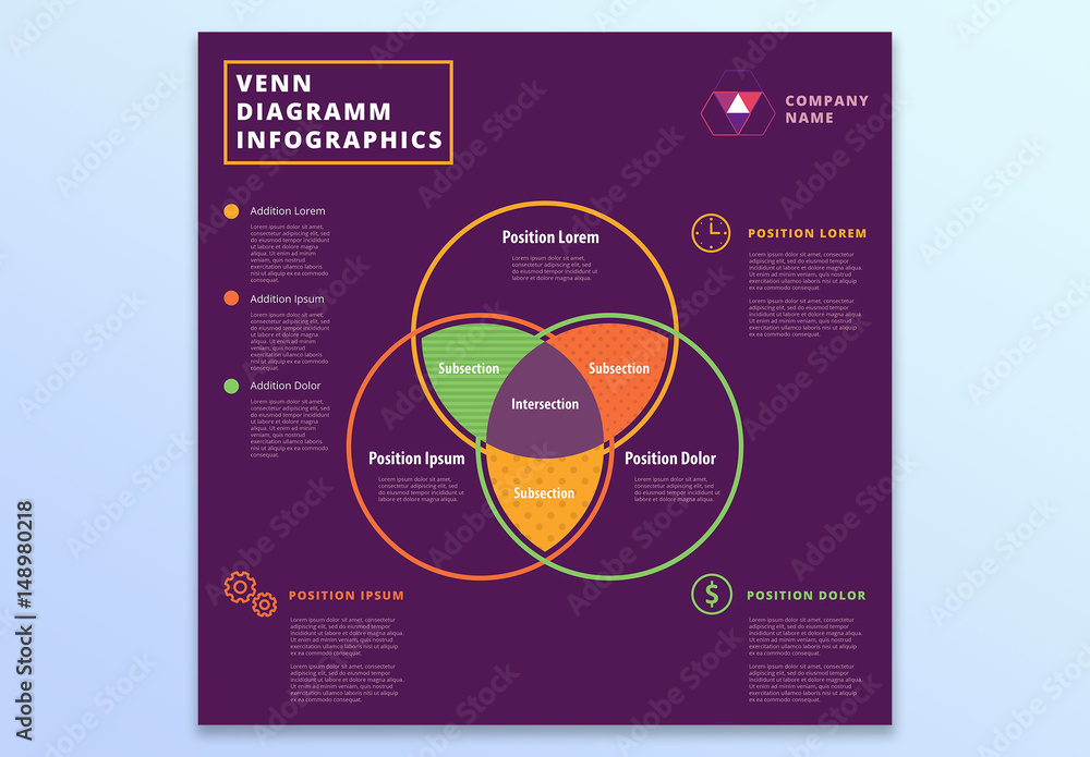 Venn Diagram Infographic with Textures 1 Stock Template | Adobe Stock