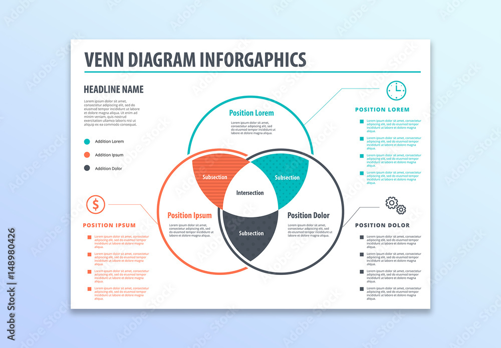 Venn Diagram Infographic with Textures 2 Stock Template | Adobe Stock