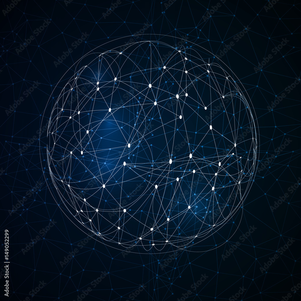 Abstract low poly sphere with connecting dots Stock Vector | Adobe Stock