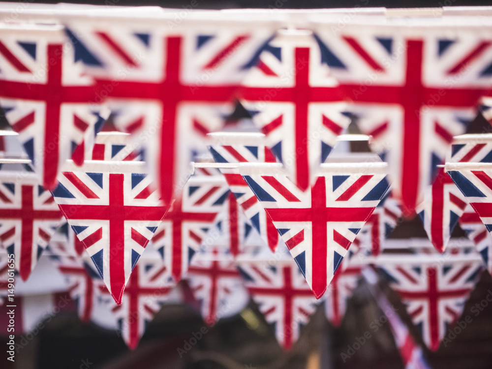 Triangular Union Jack flags. Stock Photo | Adobe Stock