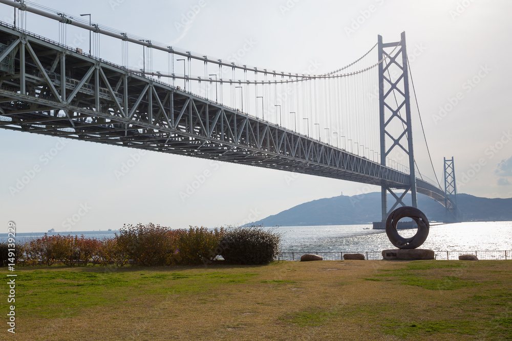 Akashi Kaikyo Bridge, an, the longest suspension bridge, Kobe Japan ...