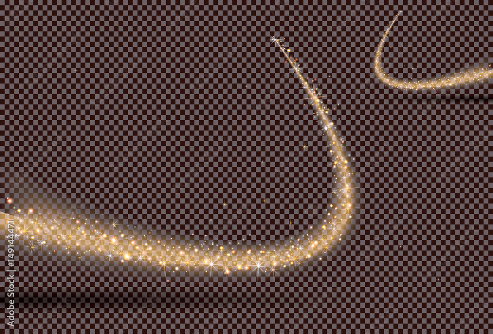 Gold Glitter Trail on Transparent Background. Stock Vector | Adobe Stock