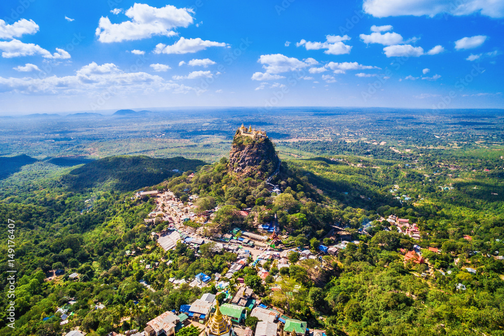 Mount Popa aerial view, Bagan, Myanmar (Burma). Stock Photo | Adobe Stock