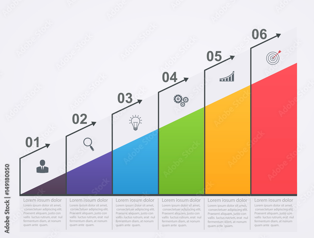 Infographic growth scale with numbers and business icons. Business data ...