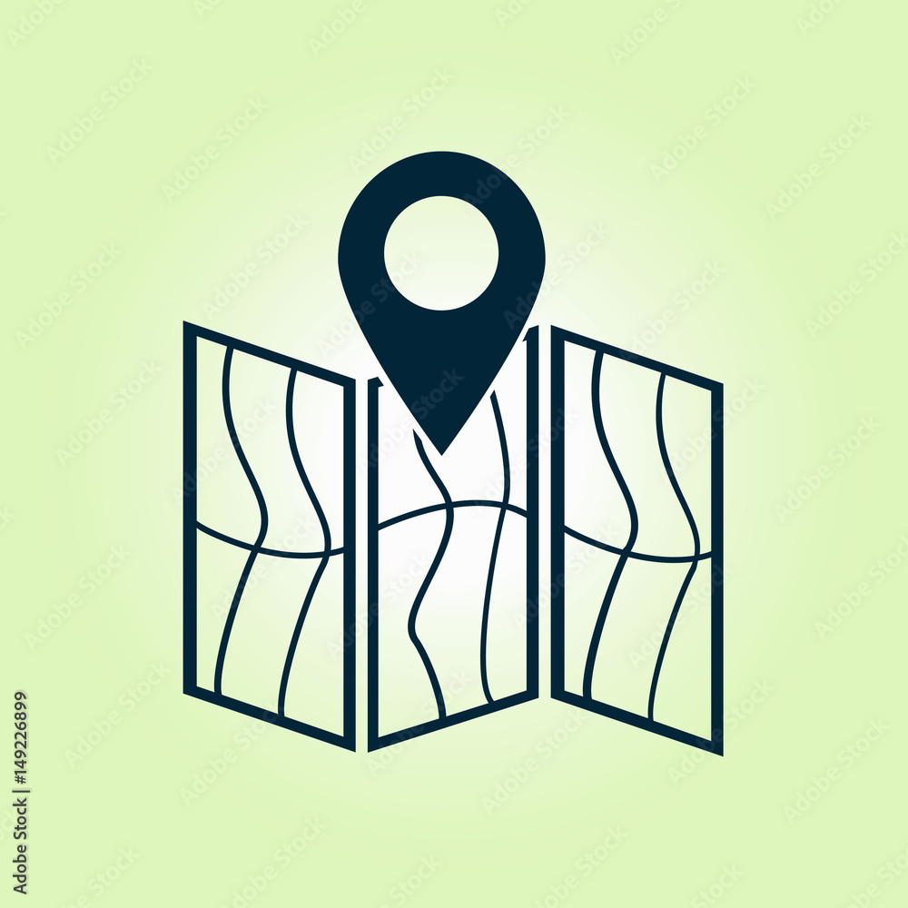 Map icon. Location symbol. Flat design style. Stock Illustration ...