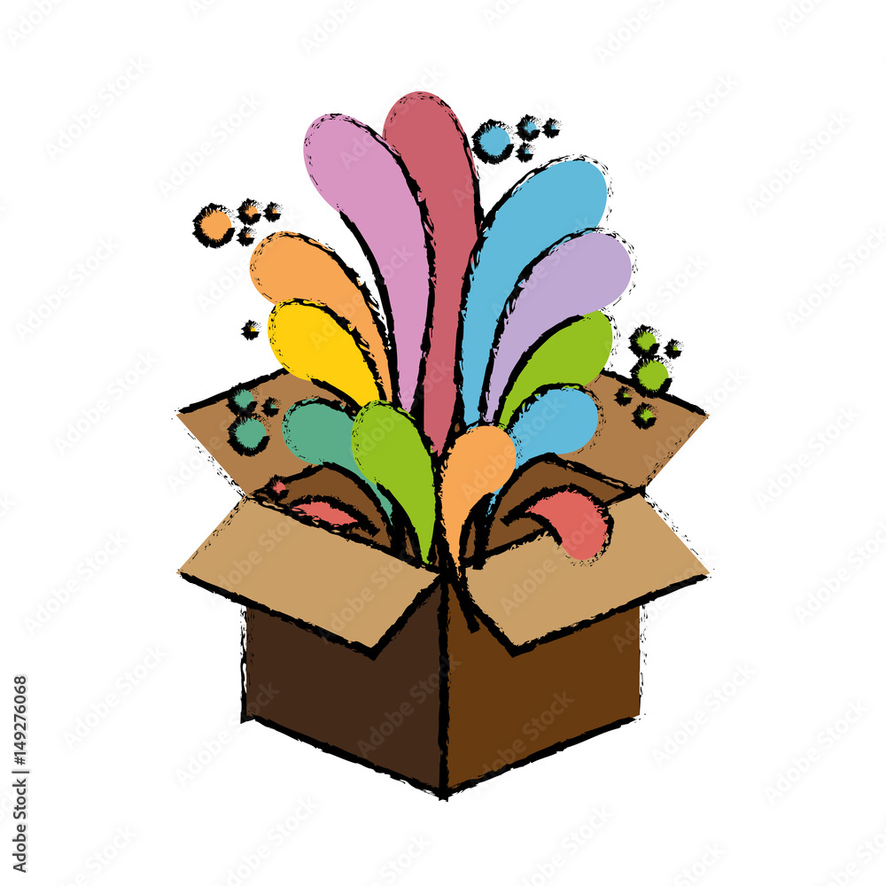 box with colorful shapes icon over white background. vector ...