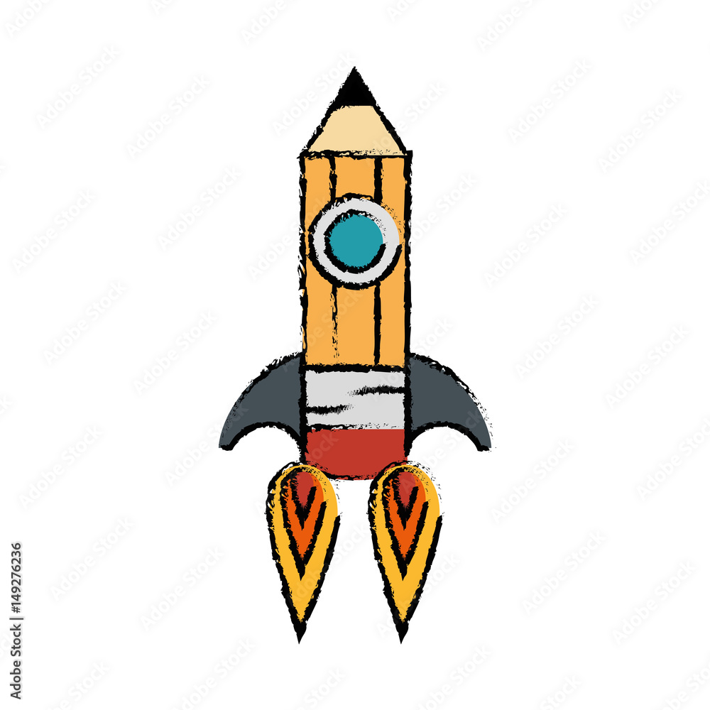 pencil rocket icon over white background. colorful design. vector ...