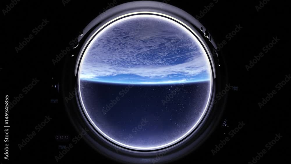 Earth as seen through window of International Space Station ...