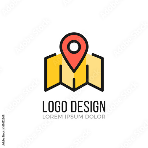 Location logo design concept. Map and map pointer icon. Modern vector ...