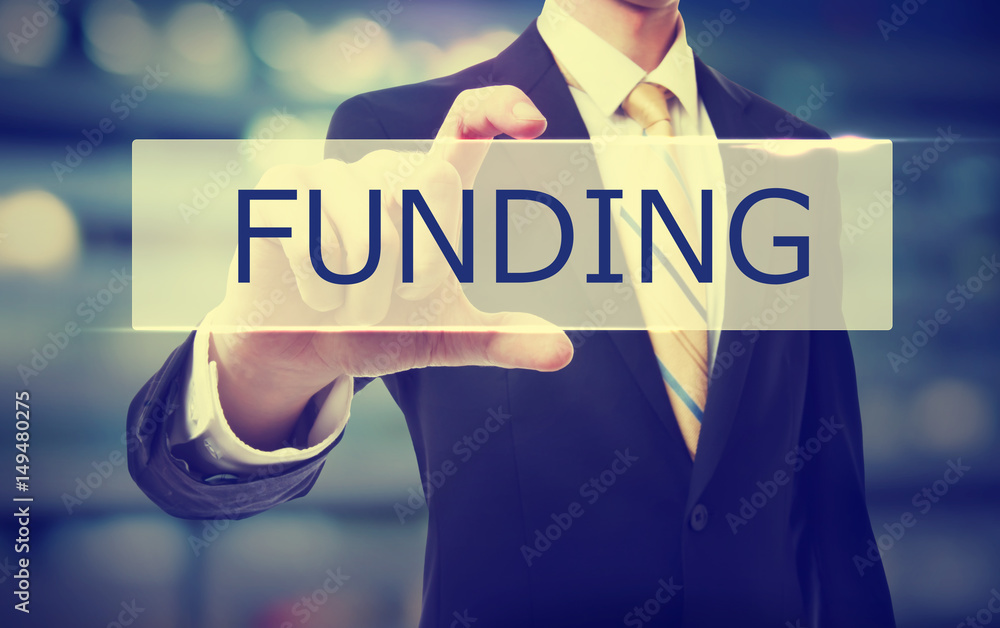 Funding text with Businessman Stock Photo | Adobe Stock